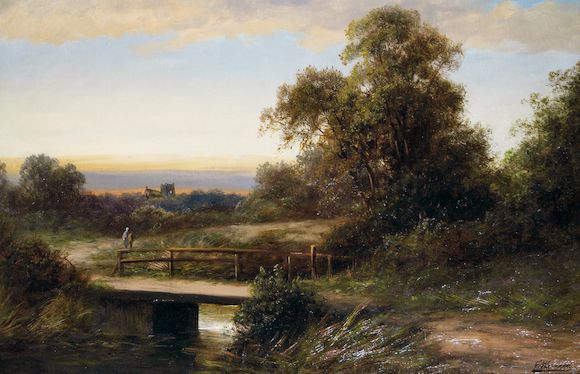 Bonhams : F. Walters, 20th Century Figures in a country landscape