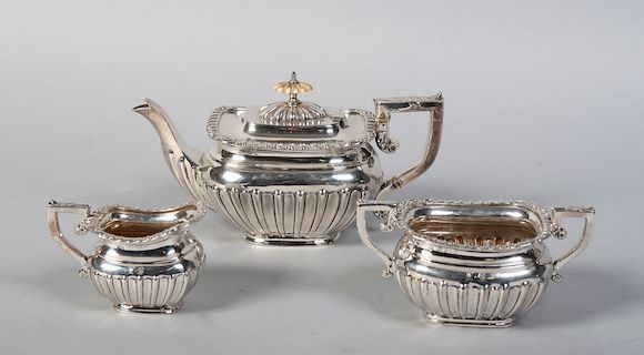 Bonhams : A three piece Edwardian tea set