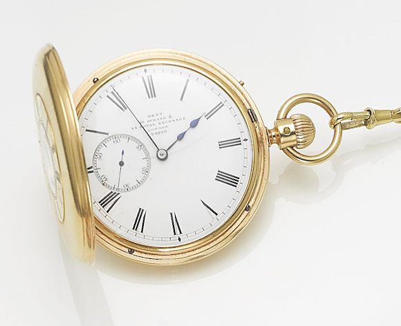 Bonhams : Dent. An 18ct gold half hunter pocket watch with later gold ...