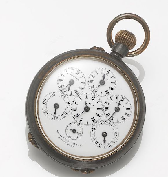 Bonhams : Universal. An early 20th century gun metal open face calendar ...