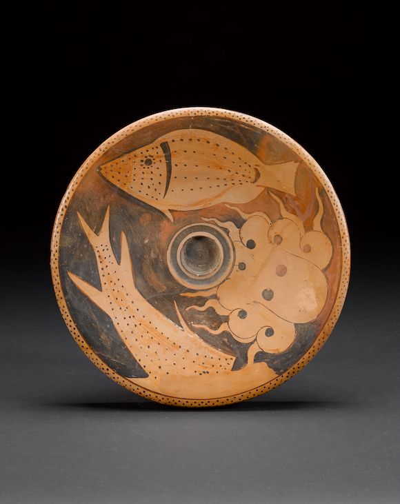 Bonhams : A large Paestan red-figure fish plate