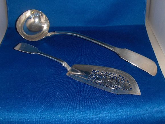 Bonhams : A William IV silver fiddle pattern fish slice WIlliam Eley ...
