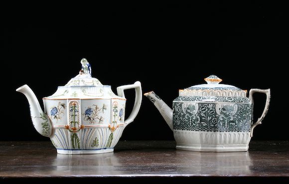 Bonhams : A prattware teapot and cover, circa 1790