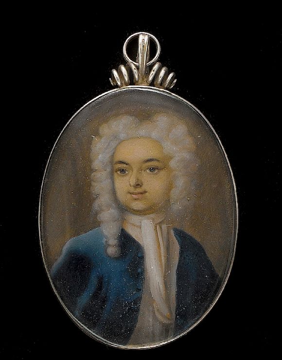 Bonhams : English School, circa 1740, A Gentleman, wearing blue coat ...