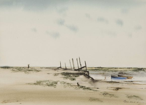 Bonhams : Philip Gardner (British, 1922-1986) Play of light on marsh ...