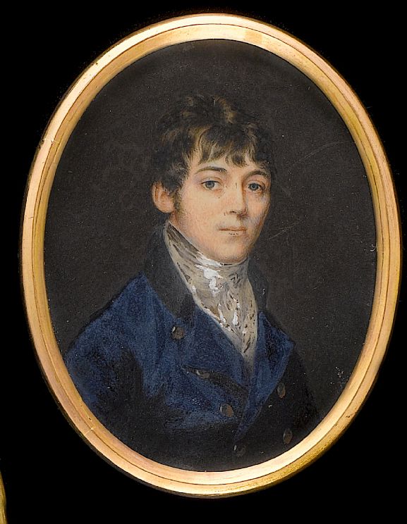 Bonhams : English School, circa 1810 A Gentleman, wearing blue coat ...