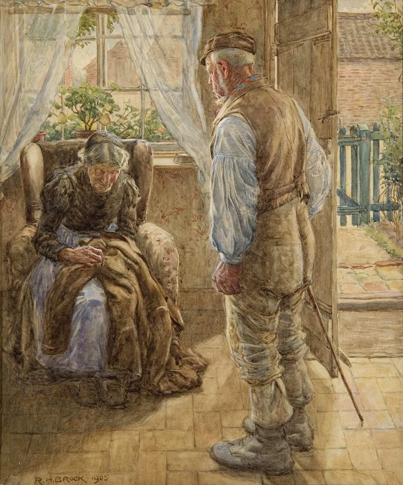 Bonhams : Richard Henry Brock (British) Elderly couple within a cottage ...