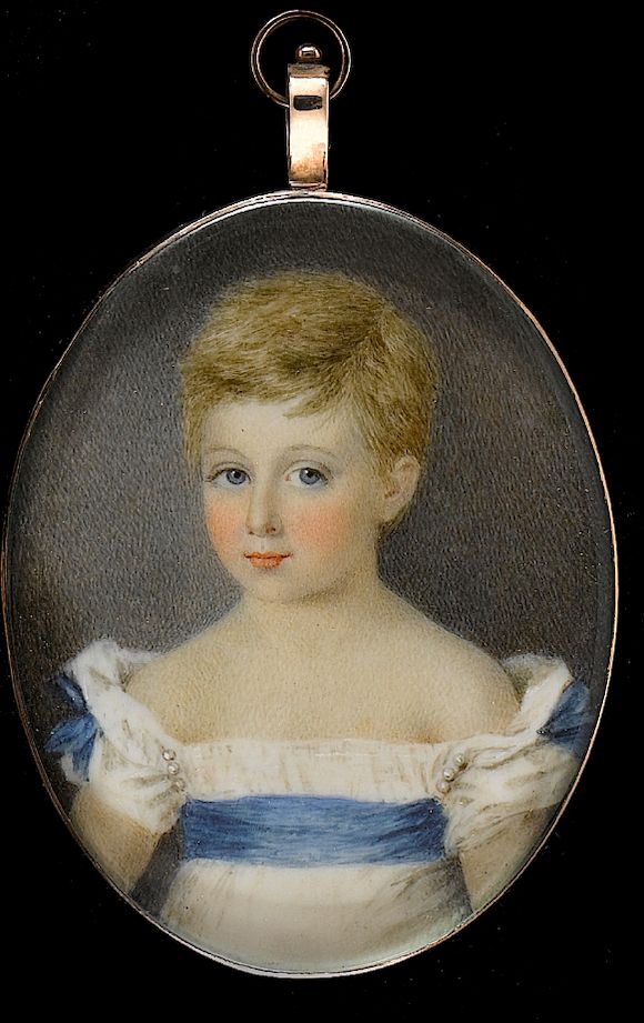 Bonhams : English School, circa 1820 A Young Child, wearing white dress ...