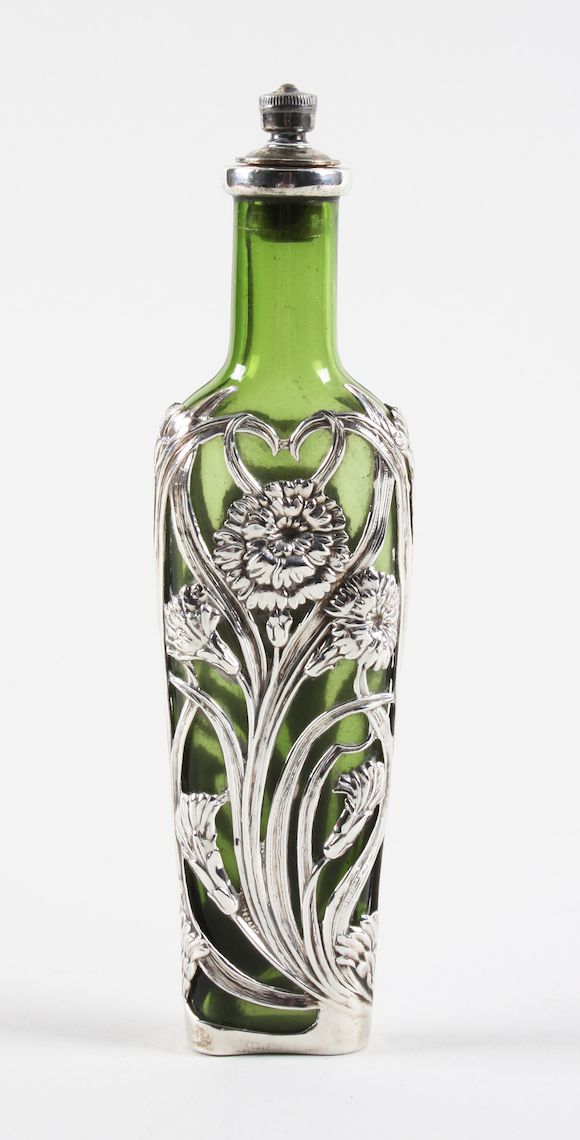 Bonhams : An Edwardian silver mounted green glass scent bottle By ...
