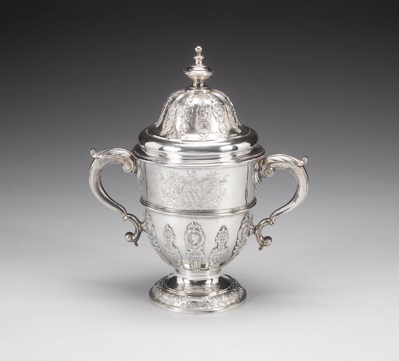 Bonhams : A George II silver two-handled cup and cover, by John Swift ...