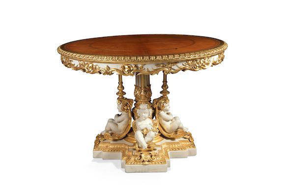 Bonhams : A mid-Victorian white painted and parcel gilt Centre Tableby ...