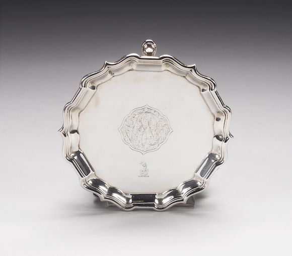 Bonhams : A George II silver waiter, by Richard Pargeter, London 1731,