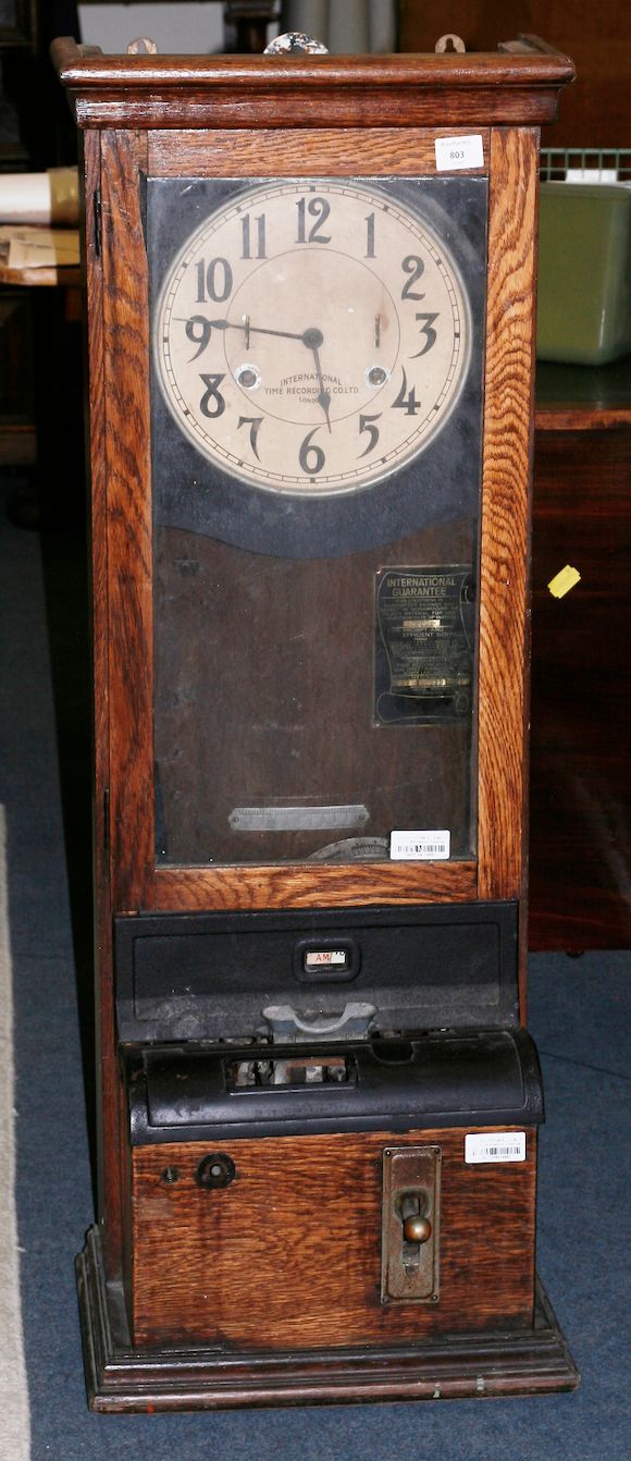 Bonhams : An early 20th century 'clocking in' clock International Time ...