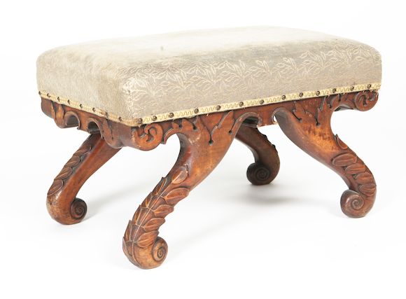 Bonhams : A carved mahogany stool circa 1830