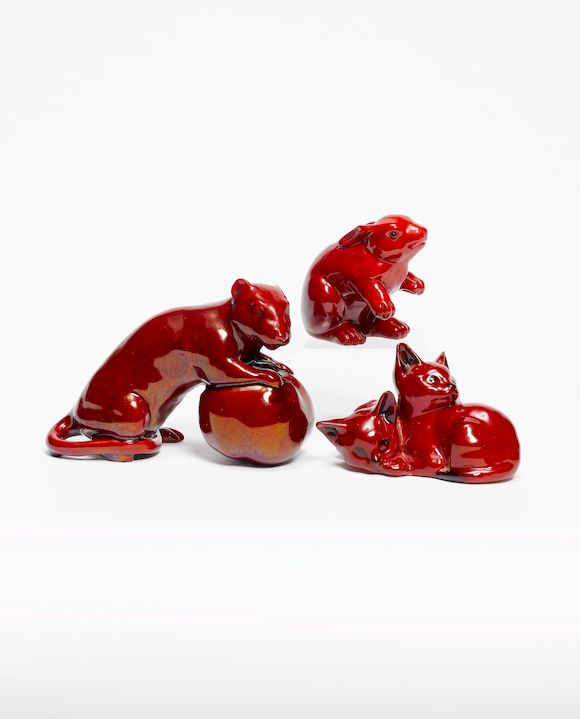 Bonhams : Bernard Moore A small flambé seated rabbit, circa 1920