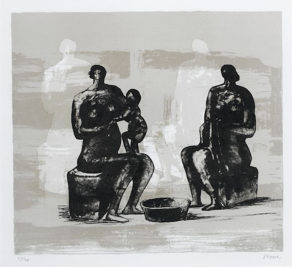 Bonhams : Henry Moore (British 1898-1986) Two Women Bathing a child ...