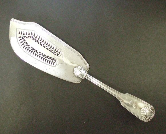 Bonhams : A George III silver Fiddle, Thread and Shell pattern fish ...