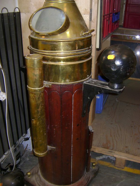 Bonhams : A ship's bridge brass binnacle, early 20th century, 54in ...