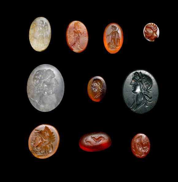 Bonhams : Seven Roman intaglios two large intaglios and a Sasanian ...