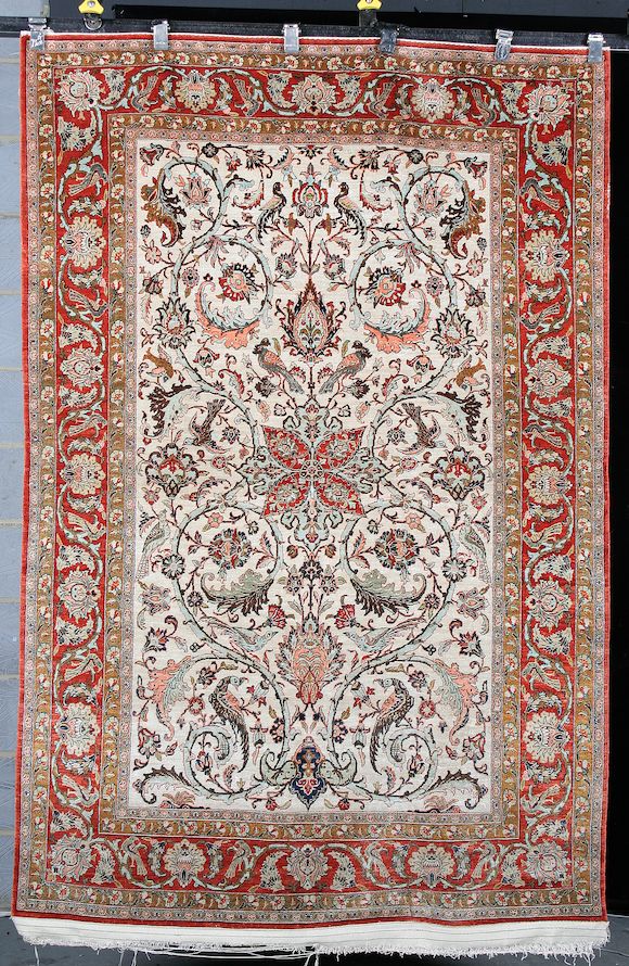 Bonhams : A Ghom rug Central Persia, 221cm x 140cm