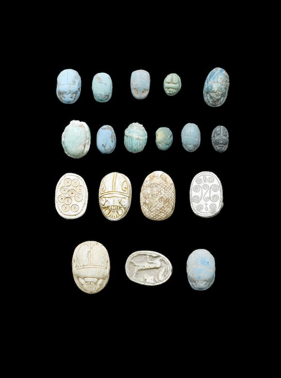 Bonhams : A group of eighteen Egyptian scarabs 18