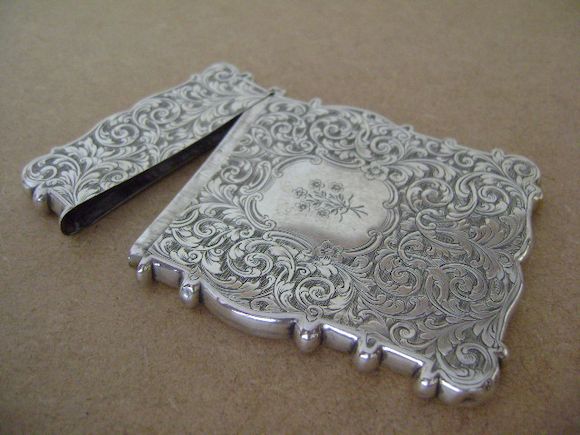 Bonhams : A Victorian cartouche shaped card case by George Unite ...