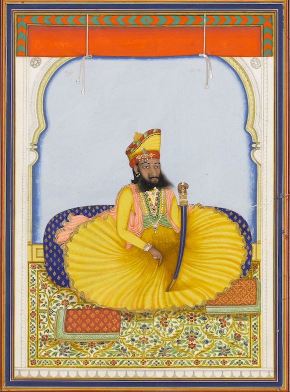 Bonhams : A portrait of a prince seated in an alcove Rajasthan, circa ...