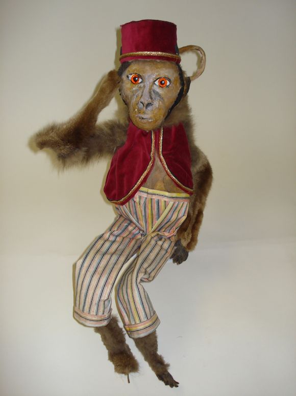 Bonhams : A monkey puppet, as used upon street barrel organs/pianos ...