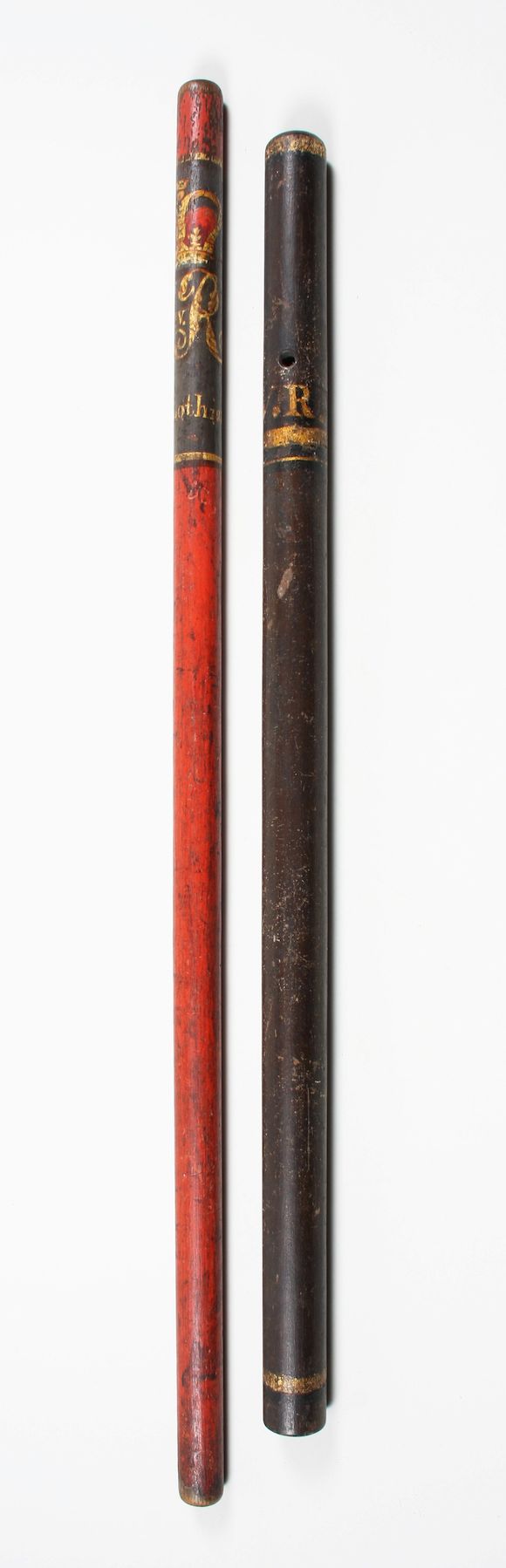 Bonhams : Two 19th century Scottish wooden staves, one George IV, one ...