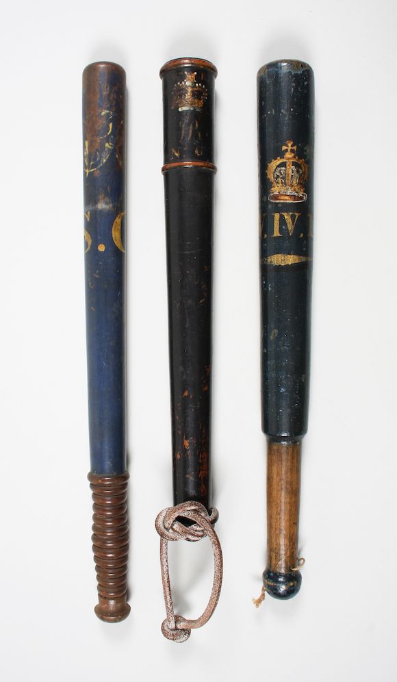 Bonhams : Three 19th century wooden truncheons 3