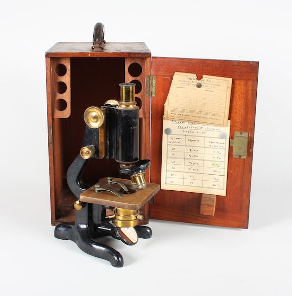 Bonhams : A 20th century brass/lacquer microscope by W. Watson & Sons ...