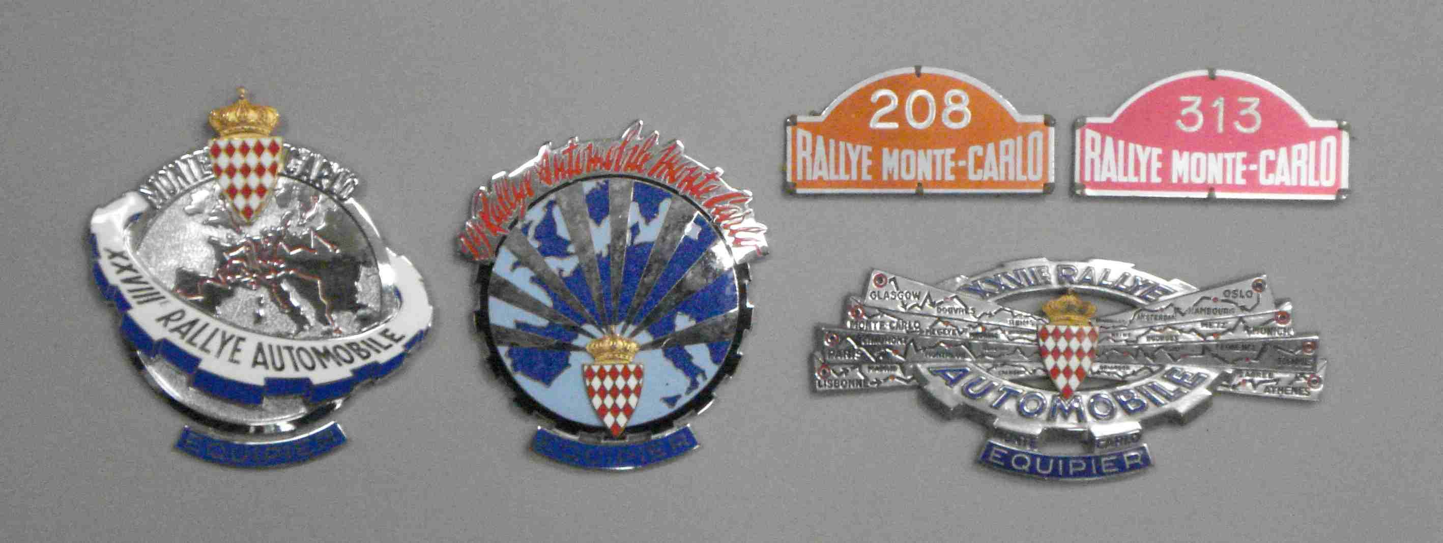 Bonhams Cars : A lot of competitor's badges for the Monte Carlo Rally,