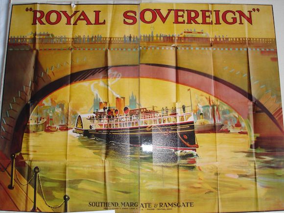 Bonhams : A pair of original four-sheet paddle steamer advertising ...