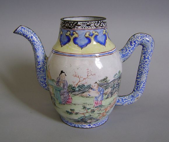 Bonhams : A Canton enamel ewer with looped handle 18th/19th Century