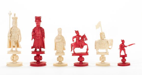 Bonhams : A Chinese Export ivory "King George" chess set, Canton, circa ...