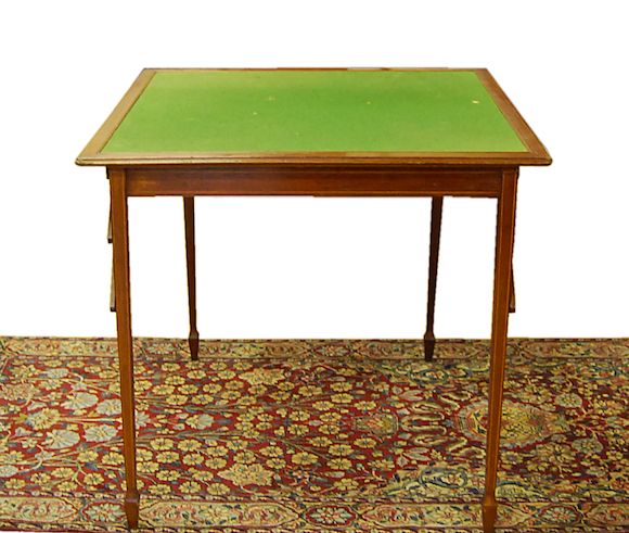 Bonhams : An Edwardian mahogany and inlaid folding bridge table