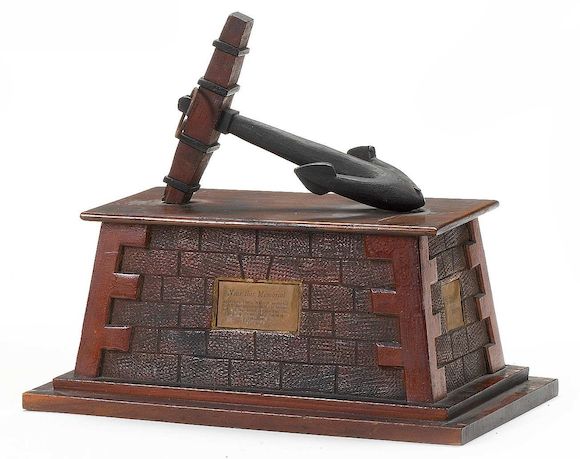 Bonhams : A wooden memorial box, in the form of the Southsea Trafalgar ...