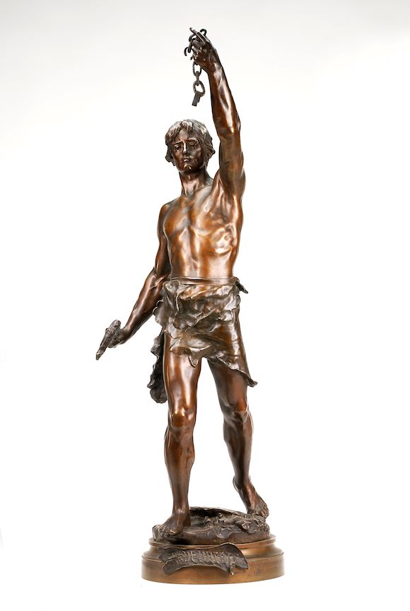 Bonhams : Antoine Bofill (Spanish, 1895-1921): A bronze figure of a youth