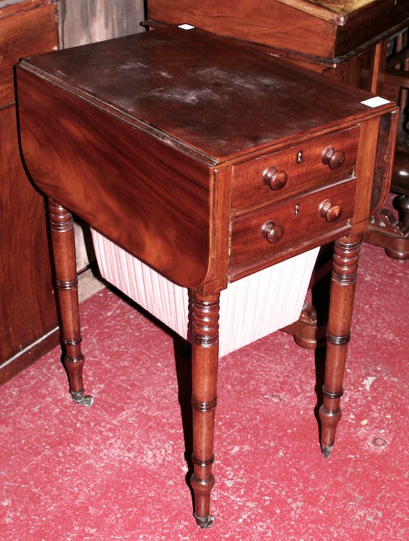 Bonhams : A 19th century mahogany drop flap work table