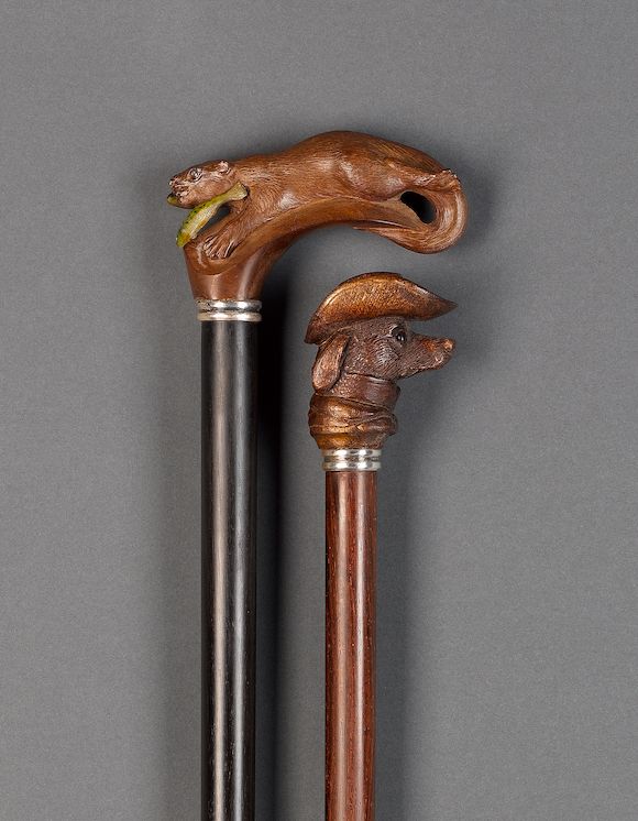 Bonhams : A contemporary humorous dog walking cane,