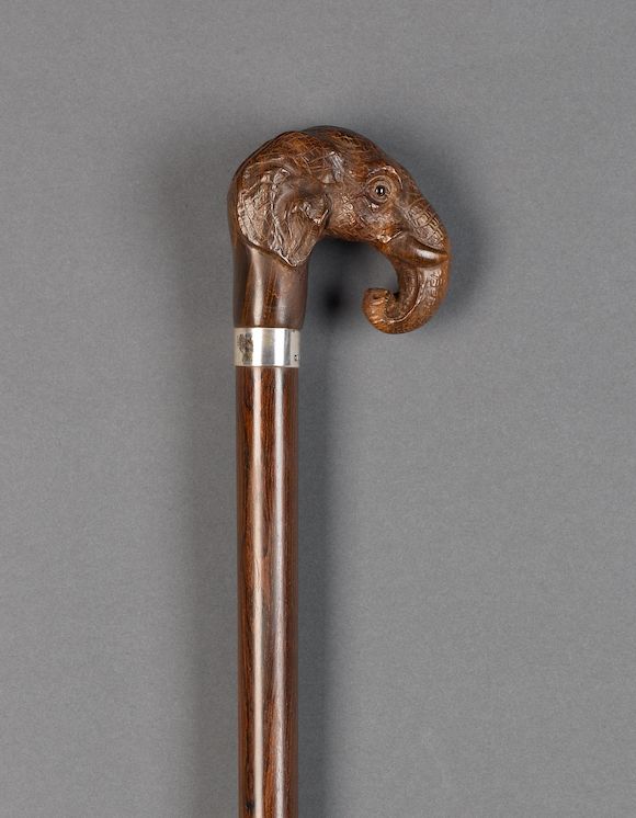 Bonhams : A contemporary silver and lignum vitae mounted elephant ...