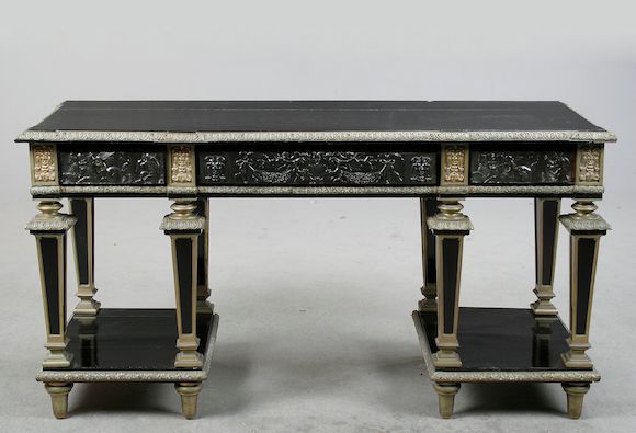 Bonhams : A 19th century ebonised and bronze mounted Louis XIV style ...
