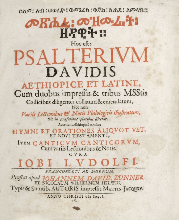Bonhams : BIBLE, PSALTER, in Ge'ez and Latin Psalterium Davidis ...