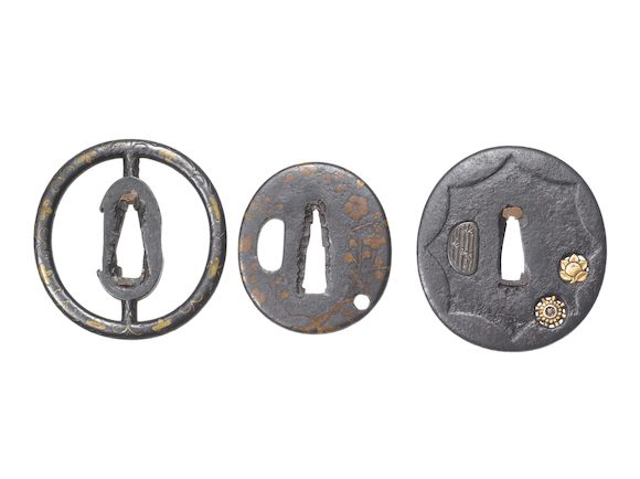 Bonhams : Four inlaid iron tsuba Early to mid Edo Period