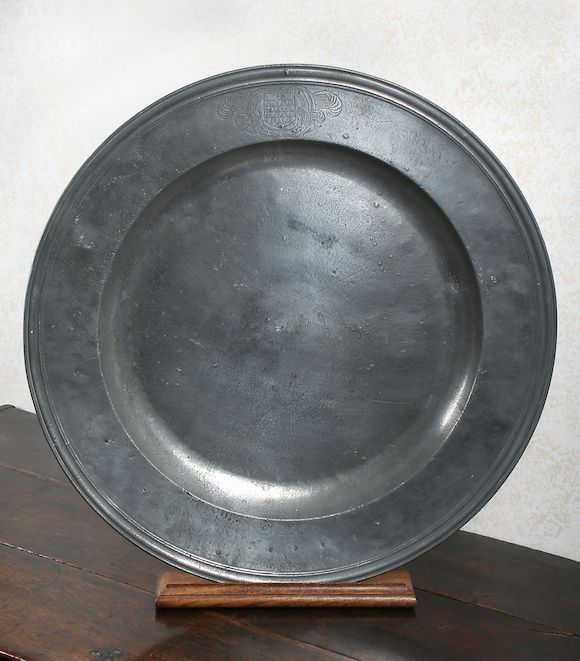 Bonhams : An impressive Stuart triple reed charger, circa 1680