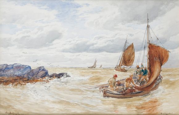 Bonhams : Alexander Ballingall (British, 1870-1910) Fishing boats ...