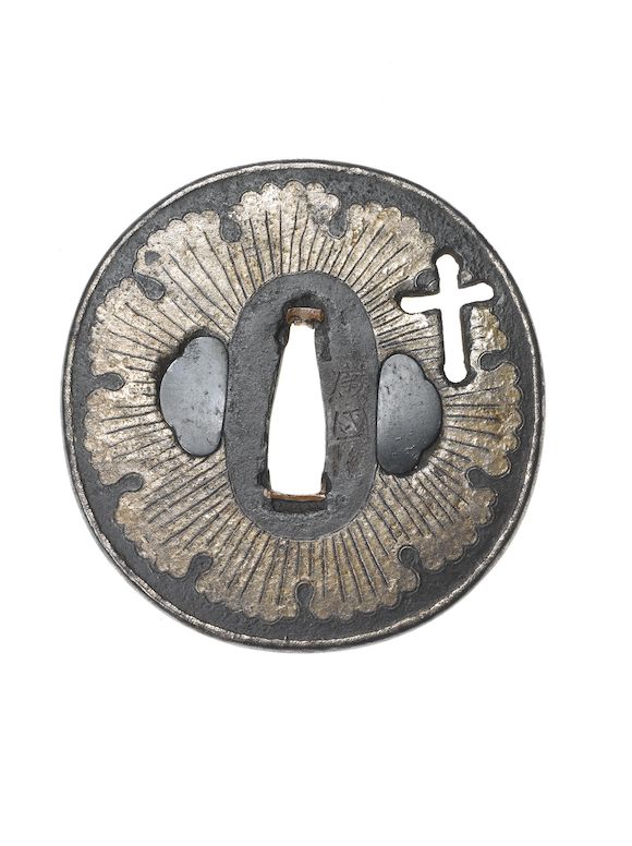 Bonhams : A Hizen iron tsuba By Hirokuni, Edo Period, 18th century