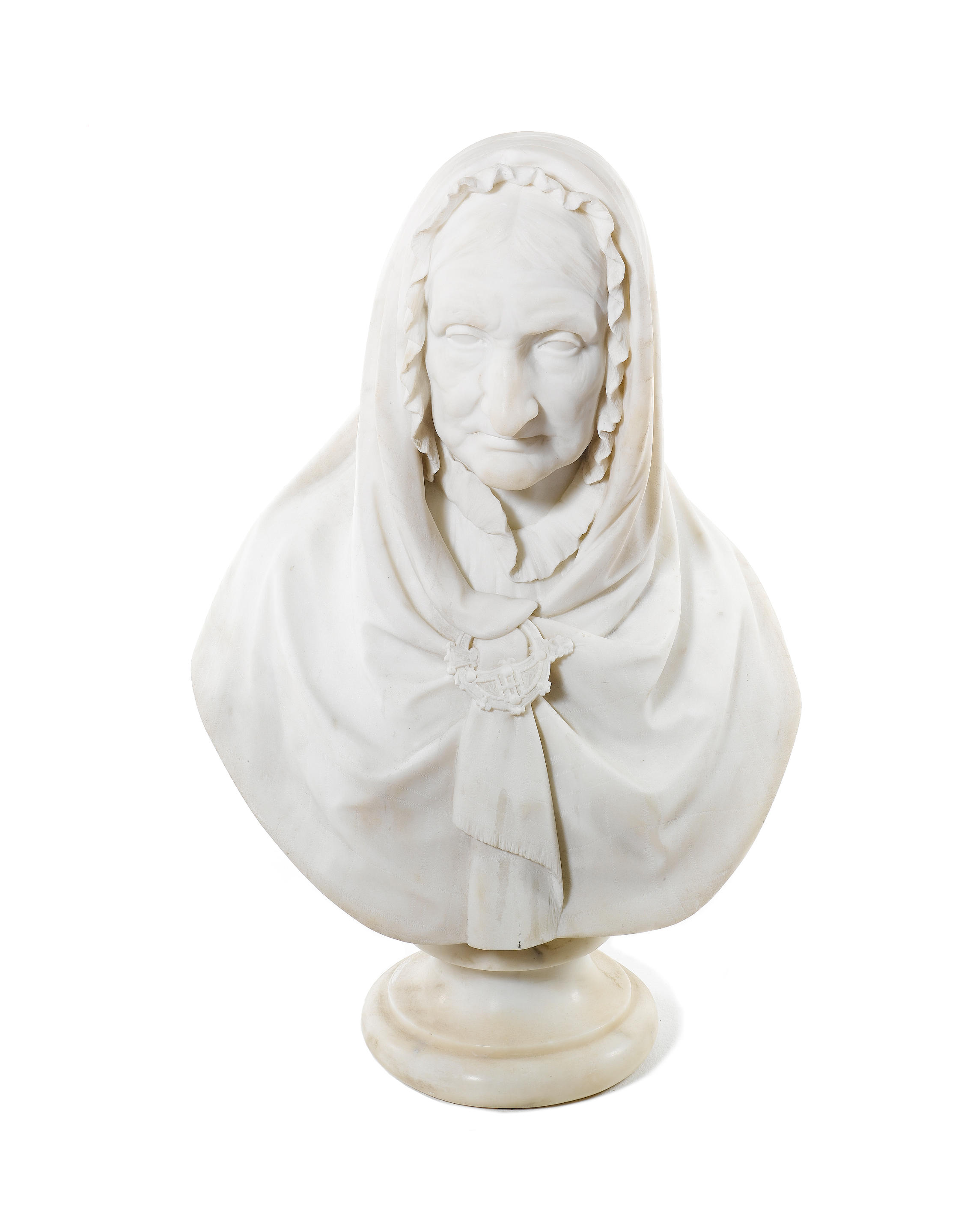William Brodie Scottish 1825 1881 A 19th Century White Marble Bust Of An Old Woman
