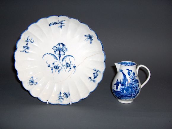 Bonhams : A Worcester sparrow beak jug and a Worcester dish