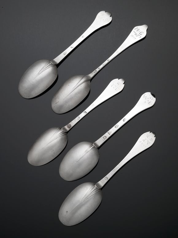 Bonhams : A small collection of late 17th/early 18th century silver ...